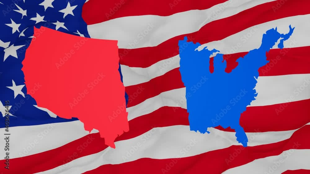 Divided America conceptual 3d rendering motion animation. North America ...