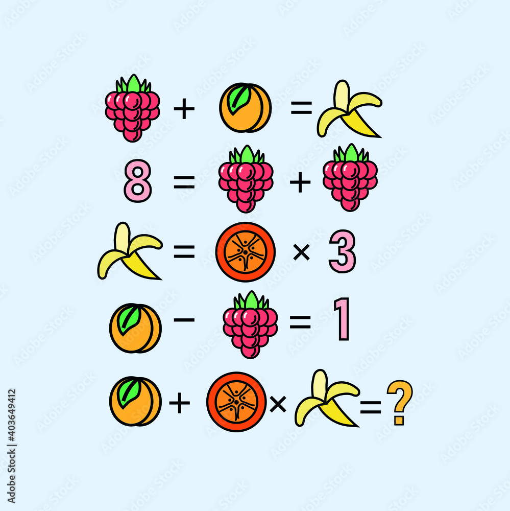 Mathematical riddle, educational game for children and adults, rebus ...