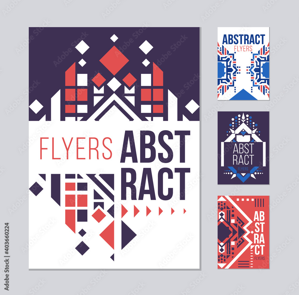 Geometric abstract flyers template. Pink presentation templates. Ethnic ...