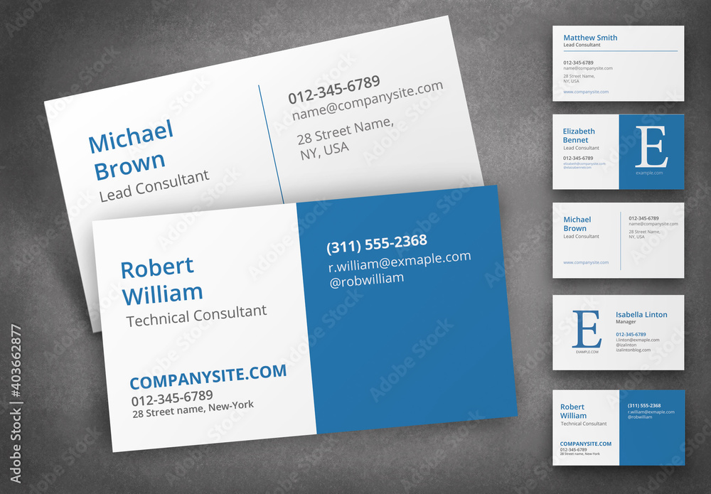 Simple Style Business Card Designs Layout Set Stock Template | Adobe Stock