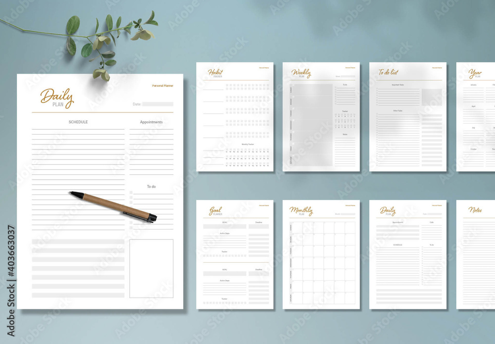 Personal Planner Layout Stock Template | Adobe Stock