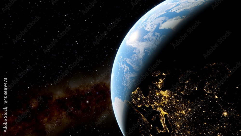 planet Earth from space, Earth satellite view, city lights from space ...