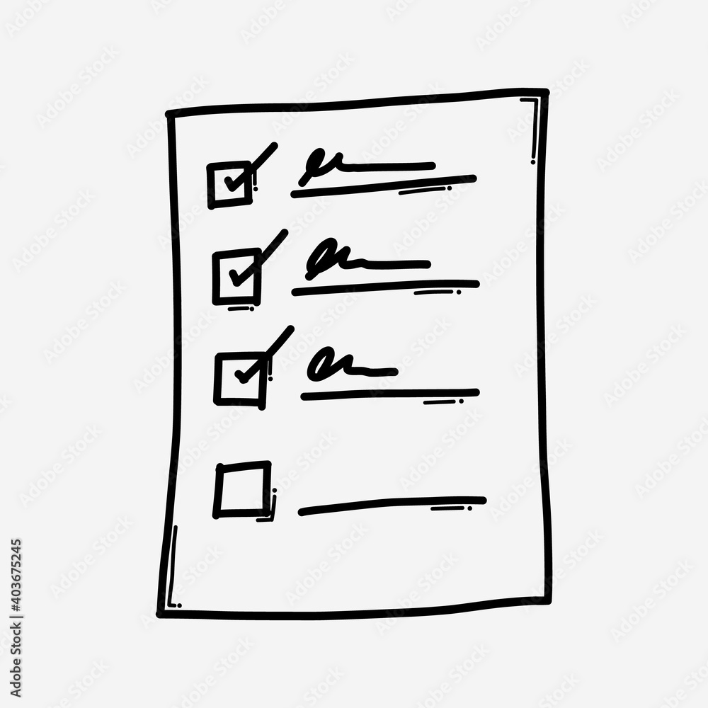 Vecteur Stock Check list doodle vector icon. Drawing sketch ...