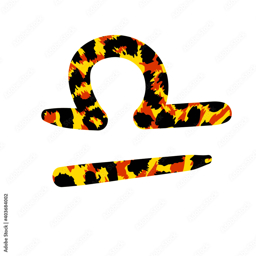 Vector illustration of the zodiac sign named Libra with animal print ...