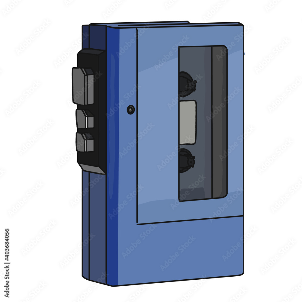 blue walkman cassette player Stock Vector | Adobe Stock