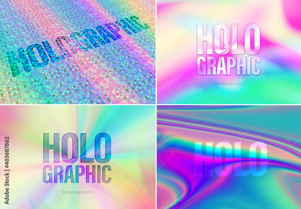 Holographic Textures and Text Effects Stock Template | Adobe Stock