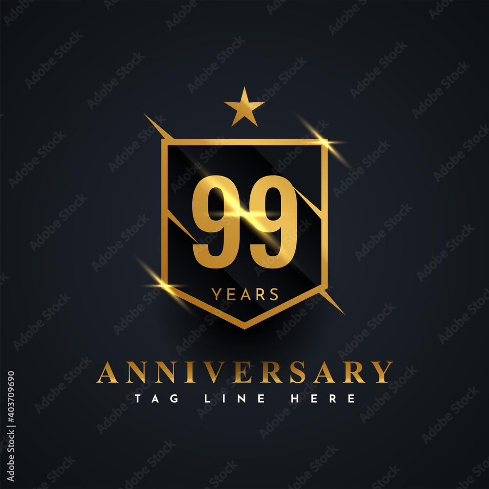 99 Years Anniversary Logo Gold Illustration template design Stock ...