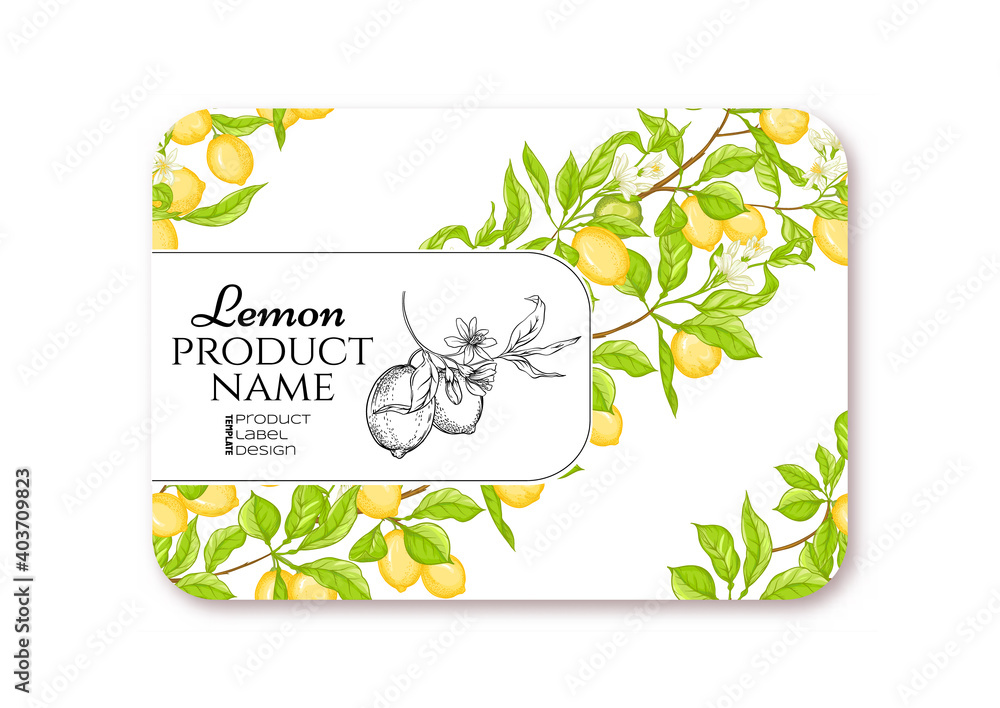 Lemon. Ripe citrus. Template for product label, cosmetic packaging ...