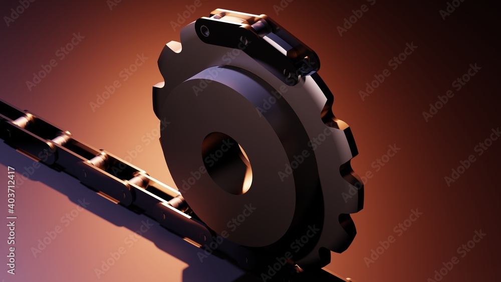 SPROCKETS AND GEARS - FOR ROLLER CHAIN AND CONVEYOR CHAIN - 3D RENDER ...