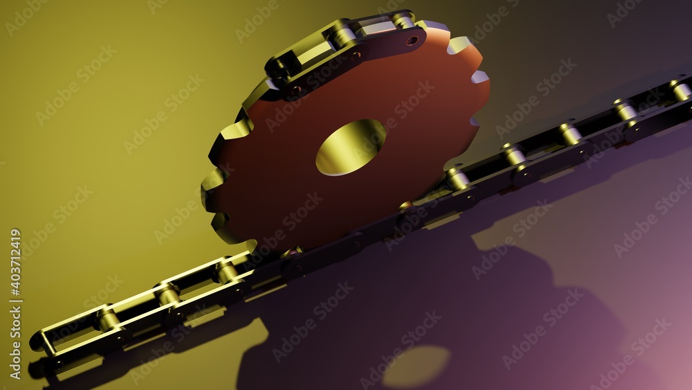 SPROCKETS AND GEARS - FOR ROLLER CHAIN AND CONVEYOR CHAIN - 3D RENDER ...