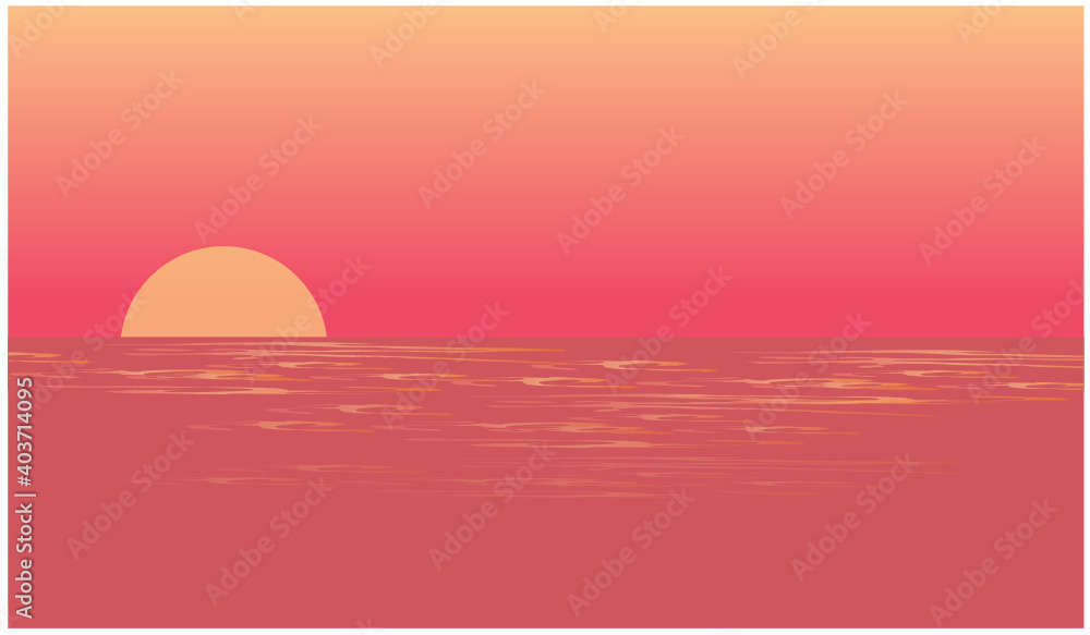 Beautiful sunset sky and beach background vector illustration Stock ...