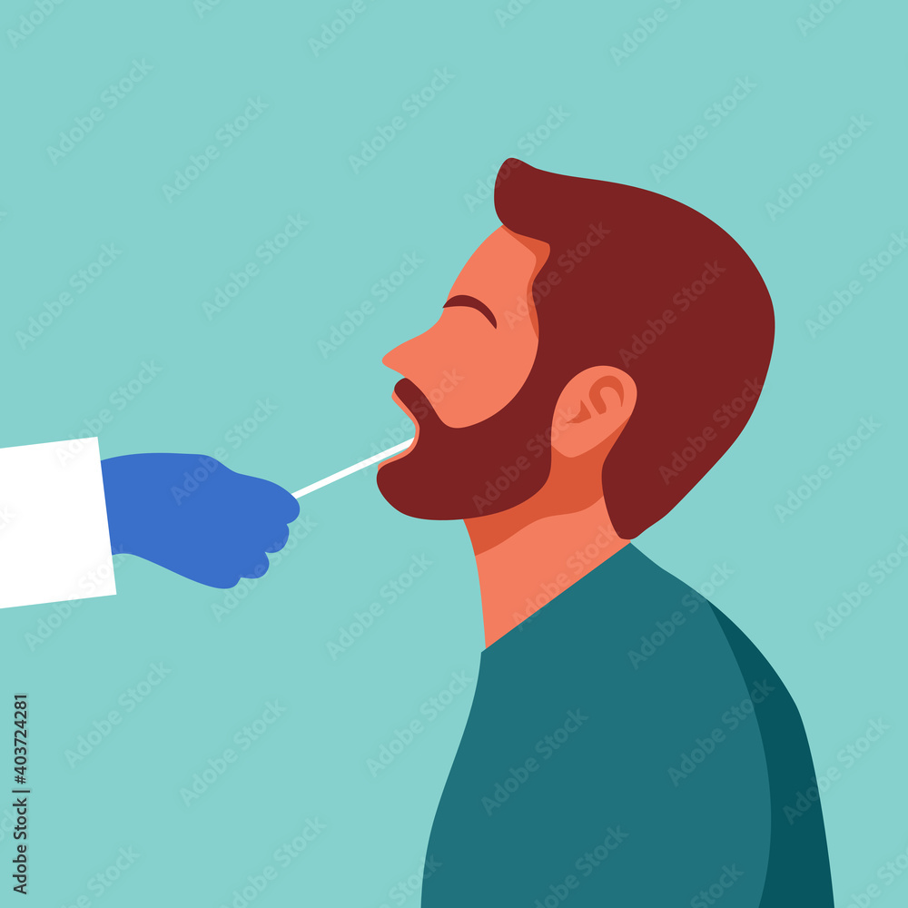 Poster Mouth saliva test using swab concept vector illustration – Wall ...