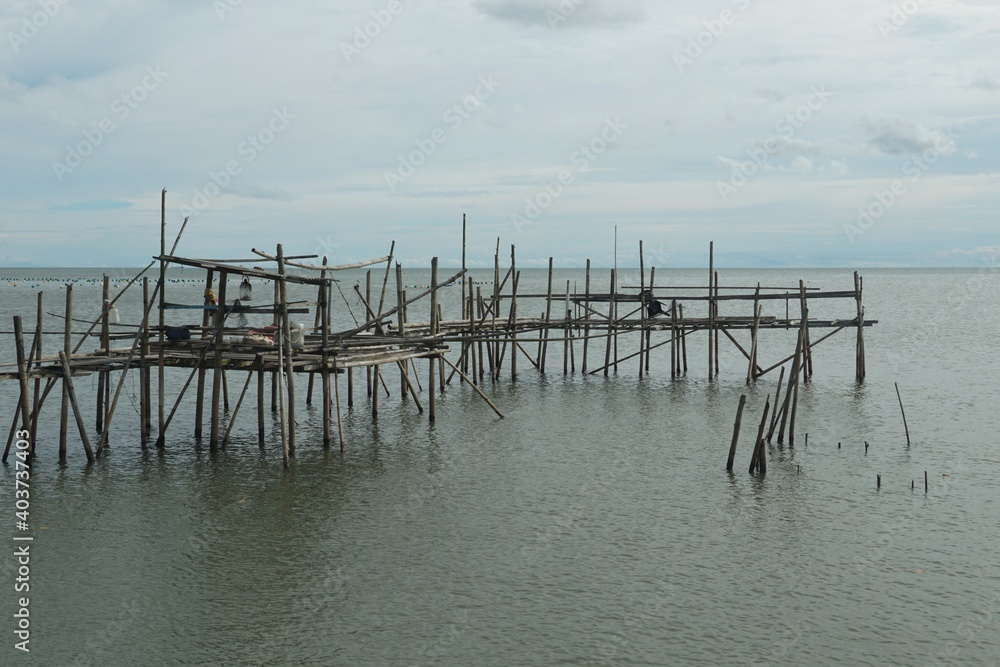 'Langgai' a traditional fishing platform. Located at Sungai Lurus ...