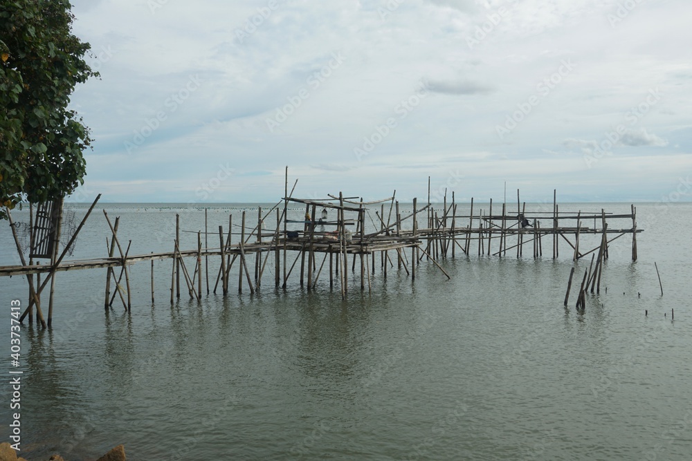 'Langgai' a traditional fishing platform. Located at Sungai Lurus ...