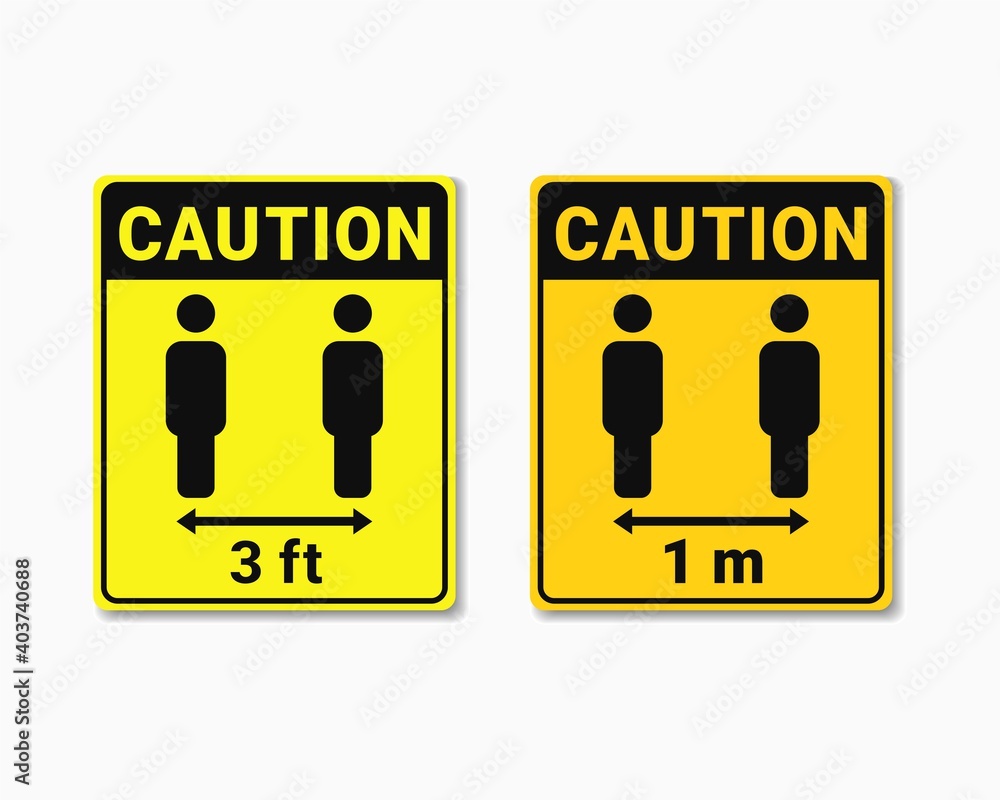 Social distancing singboard. Notice. Physical distancing 3 feet or 1 ...