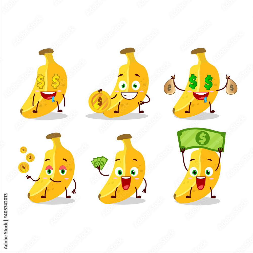 Banana cartoon character with cute emoticon bring money Stock Vector ...