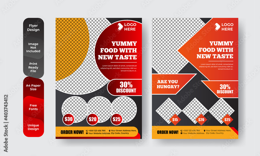 Set of restaurant menu and flyer design templates modern with colorful ...