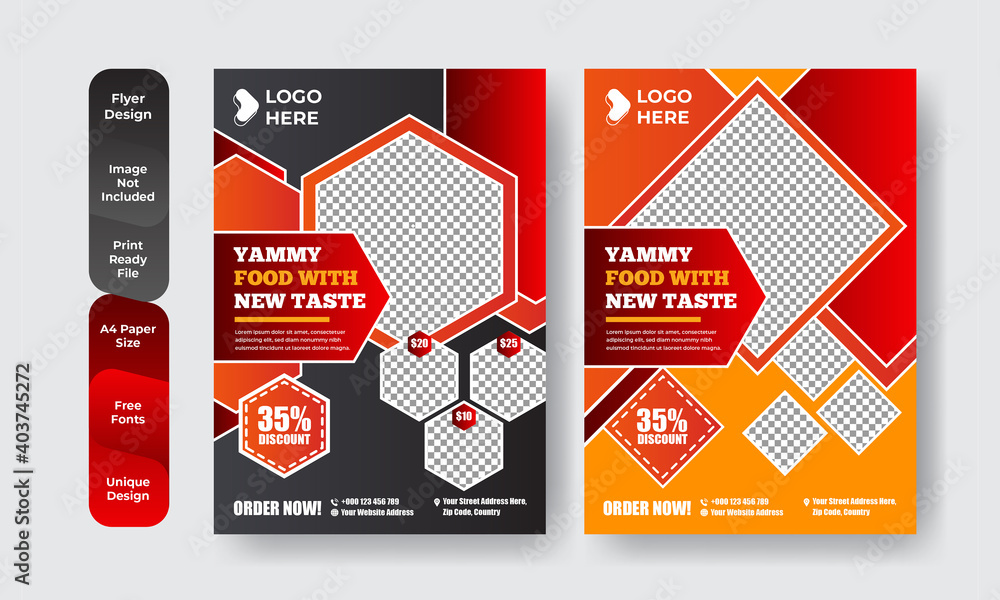 Set of restaurant menu and flyer design templates modern with colorful ...