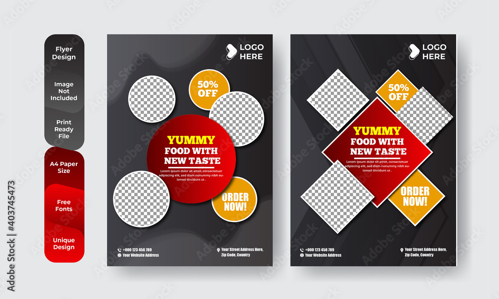 Set of restaurant menu and flyer design templates modern with colorful ...