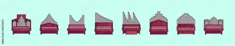set of pipe organ cartoon icon design template with various models ...