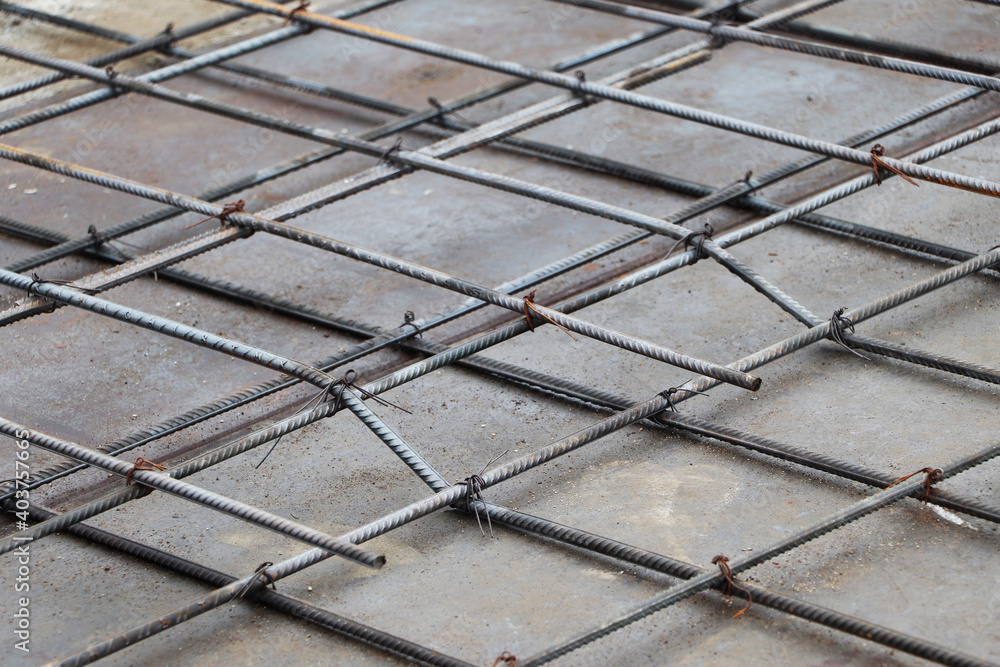 Selective focus of Screw thread steel bar framework in the construction ...