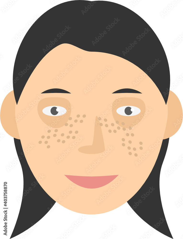 Human face with freckles long hair vector graphic clipart illustration ...