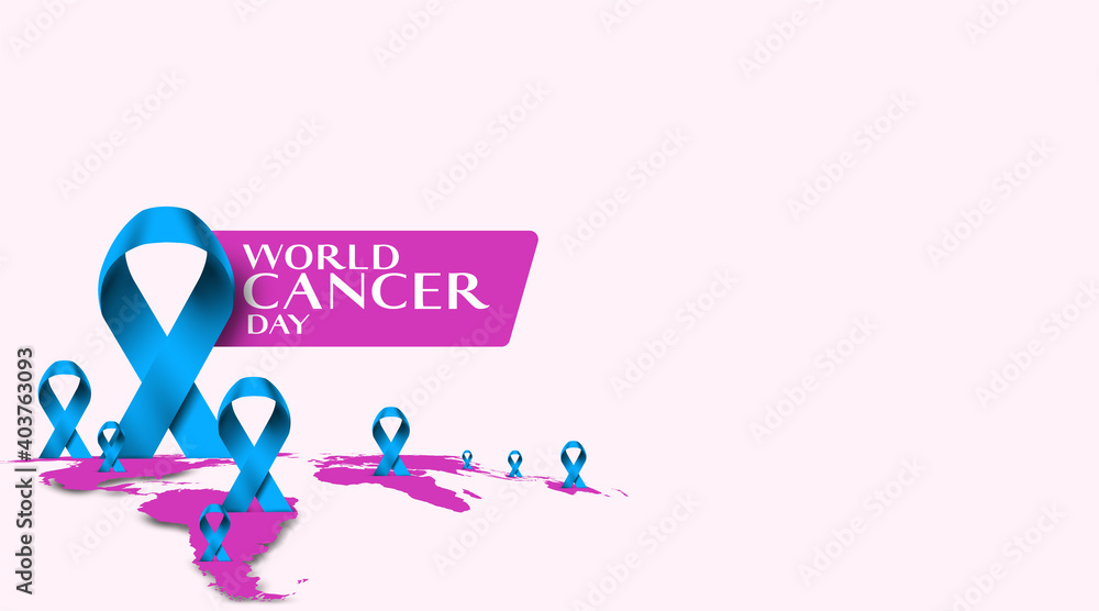 World cancer day concept with world map and many colorful awareness ...