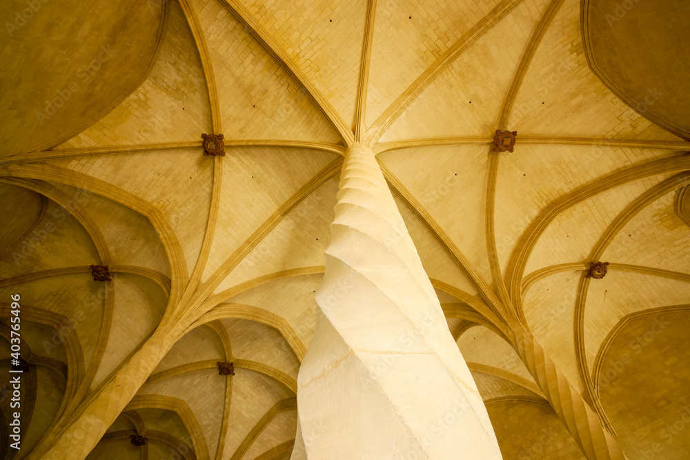 Columnas estriadas en espiral.La Llotja , siglo XV.Palma.Mallorca.Islas ...