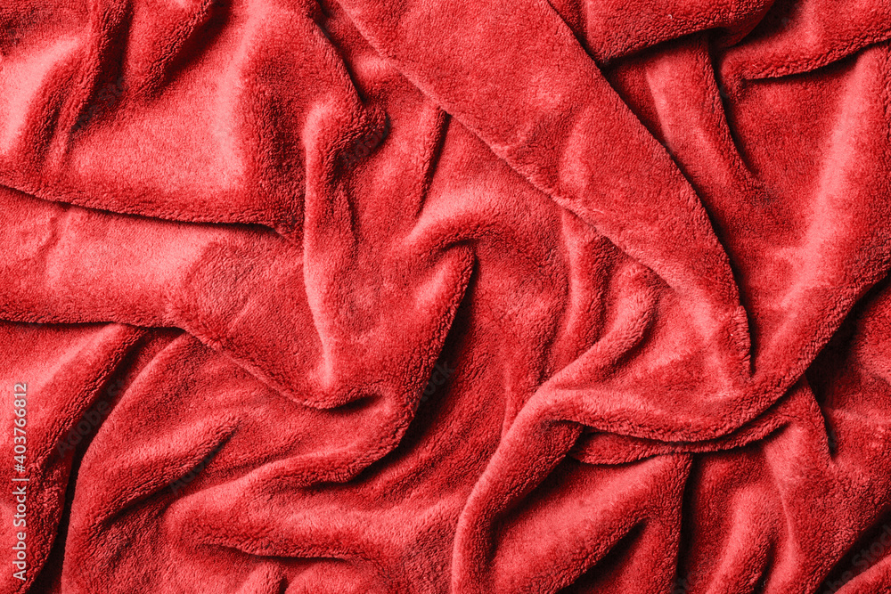 Soft fabric background. Red blanket texture. Wave material pattern ...