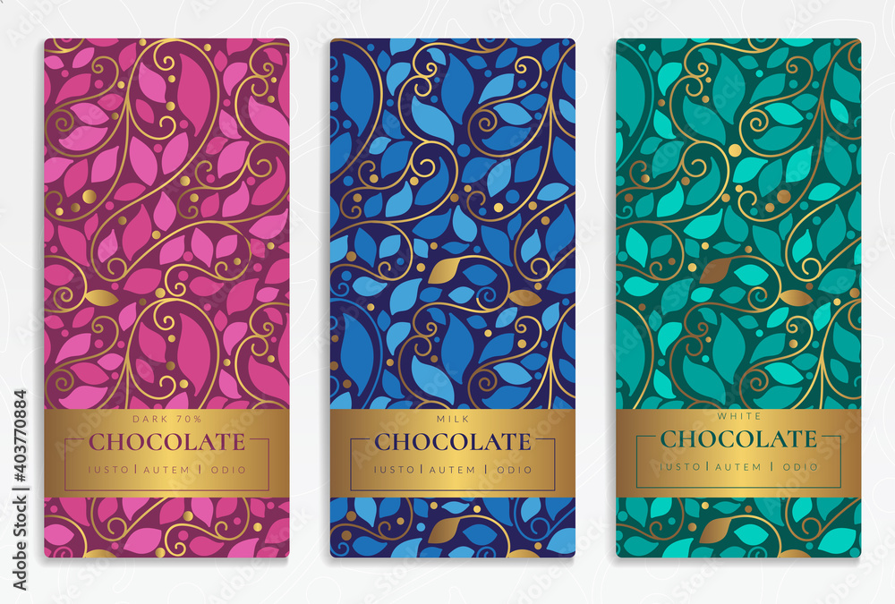 Colorful set of chocolate bar packaging design in abstract style ...