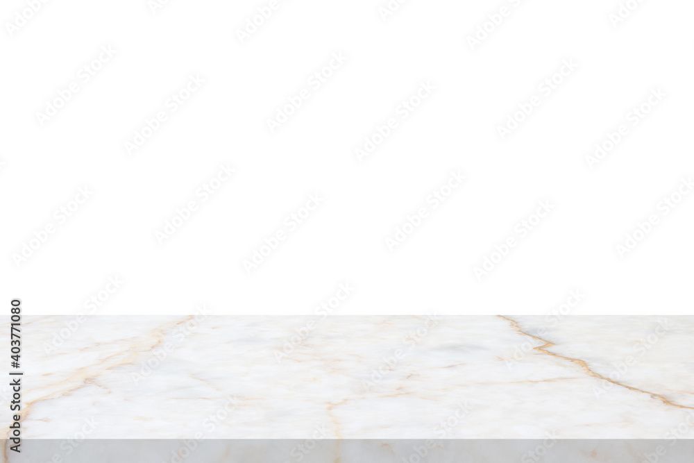 white marble stone table top isolated on white background for product ...