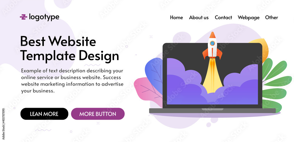 New business startup launch website template mockup design vector ...