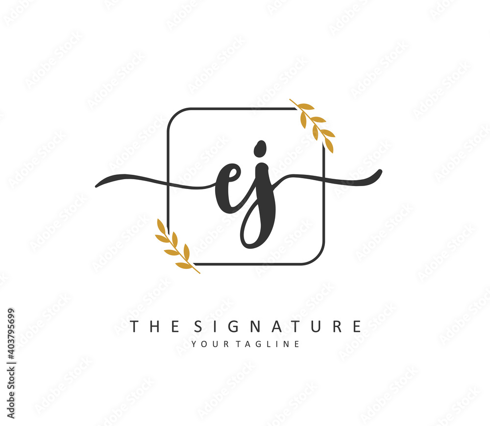 EJ Initial letter handwriting and signature logo. A concept handwriting ...