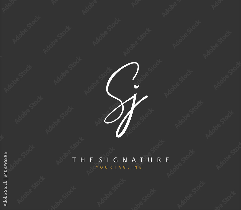 SJ Initial letter handwriting and signature logo. A concept handwriting ...
