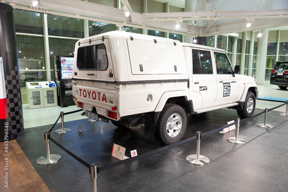 Odaiba, Tokyo, Japan - January 2, 2020: White 4x4 Pick-up Toyota Land ...