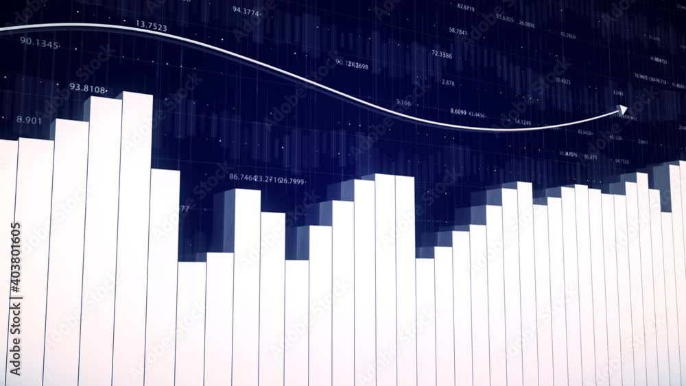 Stock market Bar chart with indicator arrow looping animation.Business ...
