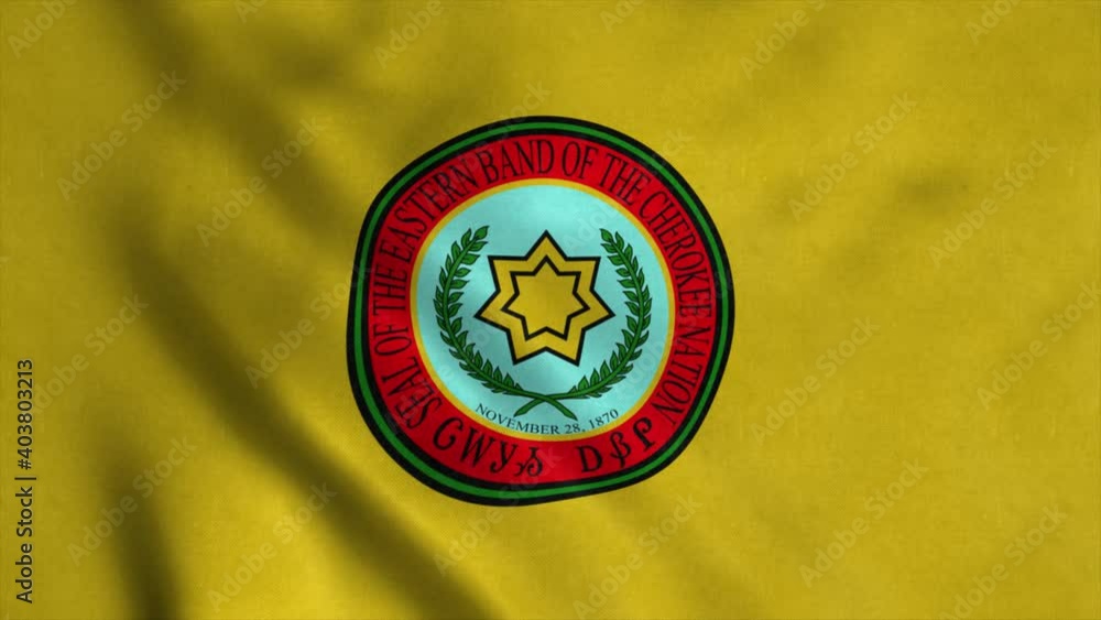 Eastern Band Cherokee Indian Flag, waving in wind. Realistic flag ...