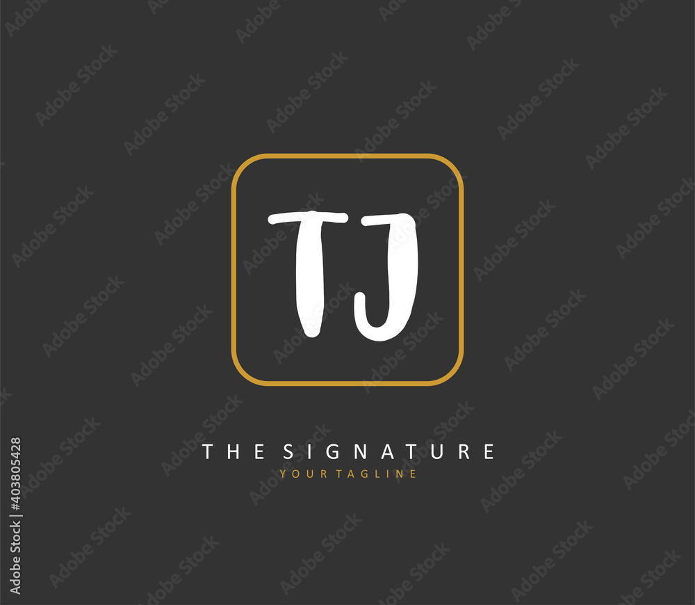 TJ Initial letter handwriting and signature logo. A concept handwriting ...
