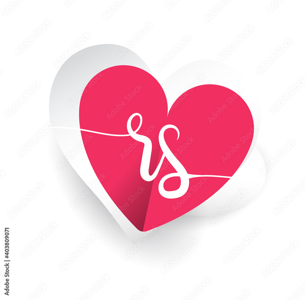 initial logo letter RS with heart shape red colored, logo design for ...