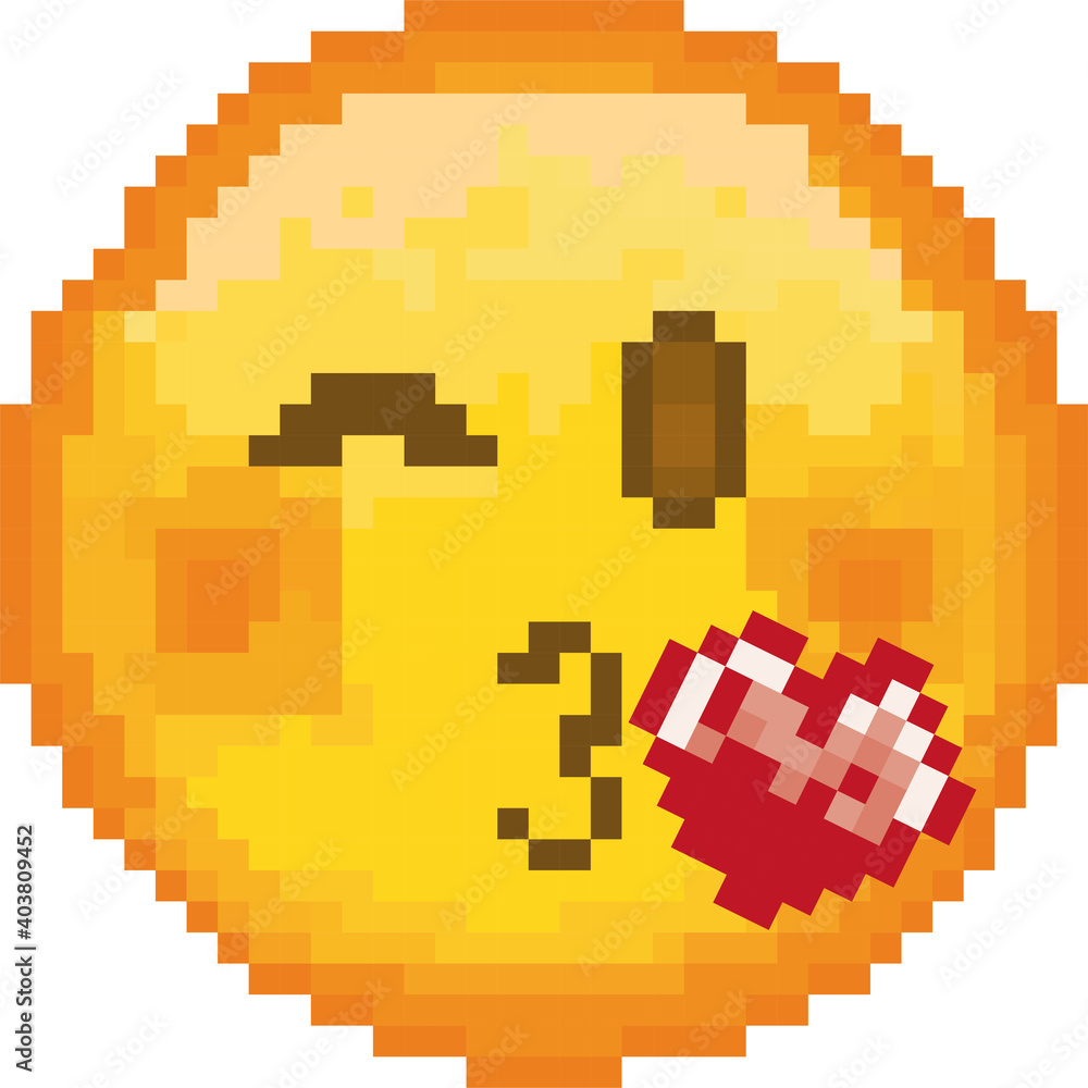 Pixel emoji. emoticon. Vector smiling face. Smiling face. Happy. Cute ...