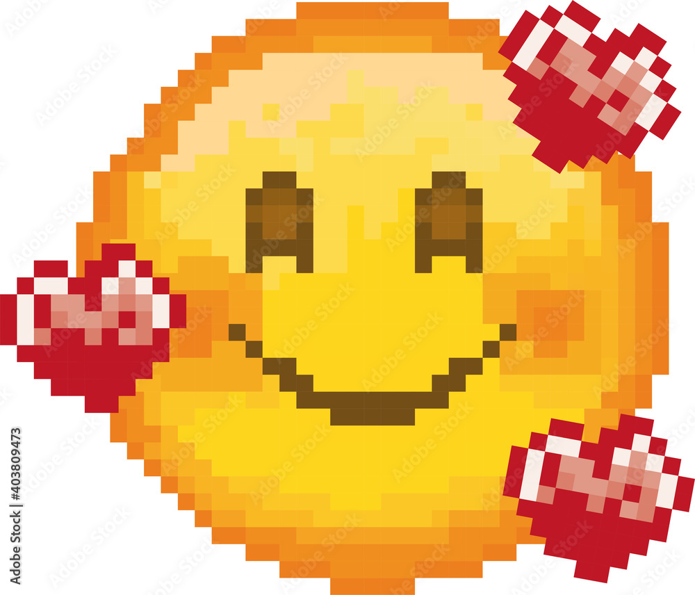 Pixel emoji. emoticon. Vector smiling face. Smiling face. Happy. Cute ...