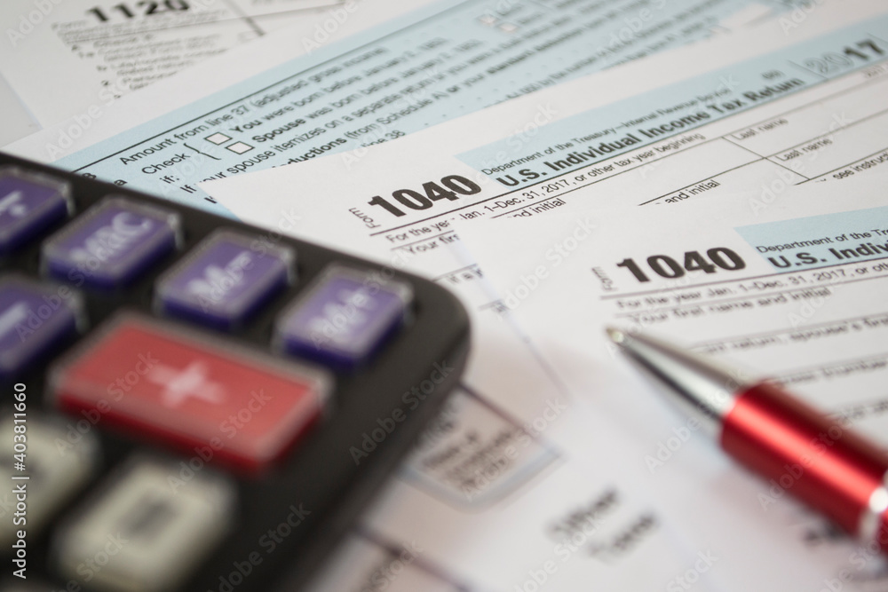 U.S. Individual income tax return and calculator. tax form 1040. Tax ...