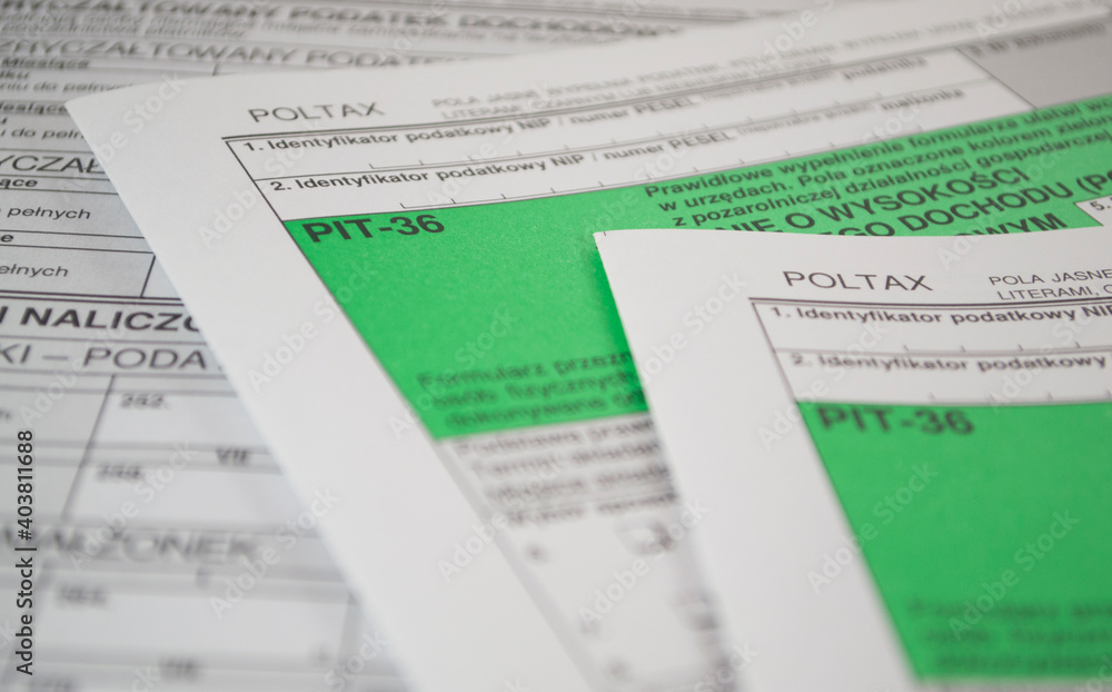 Polish tax form PIT-36 for individual tax return. Translation from ...