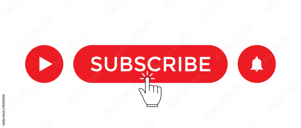 Red Subscribe Button Vector in Flat Style. Icon for Channel Stock ...