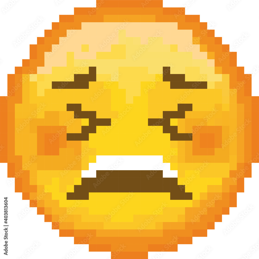 Pixel emoji. emoticon. Vector sad face. Sad face. Unhappy. Cute ...