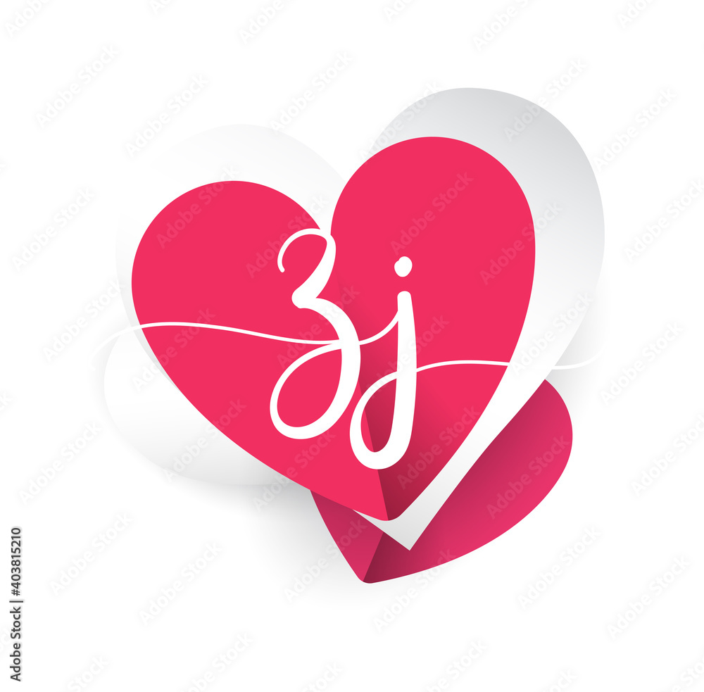 initial logo letter ZJ with heart shape red colored, logo design for ...
