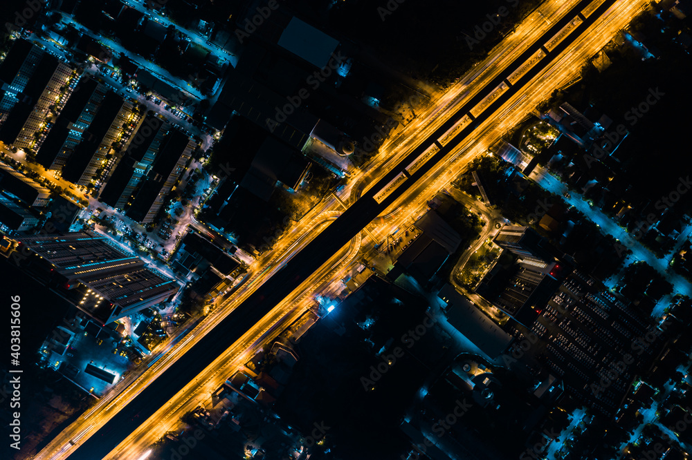 Train station and U turn top view, Road traffic an important ...