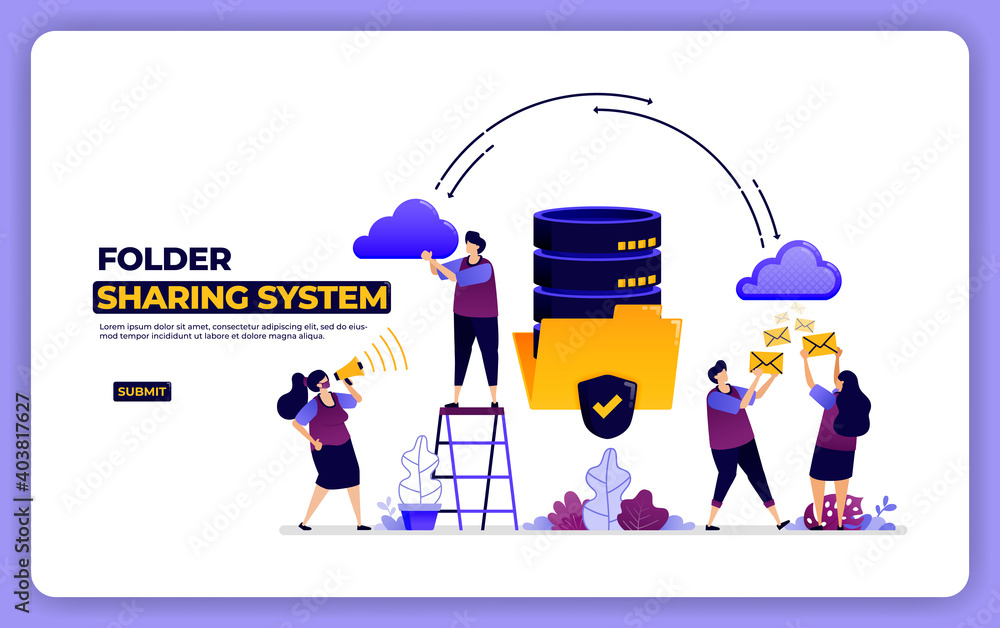 website design of folder sharing system. database system data sharing ...