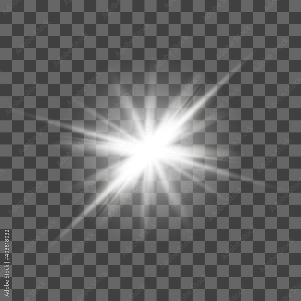 White glowing light flashes with transparent. Vector illustration for ...