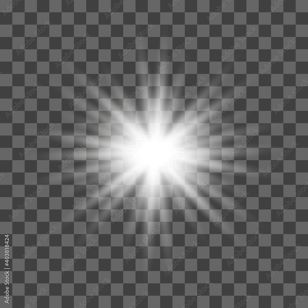 White glowing light flashes with transparent. Vector illustration for ...